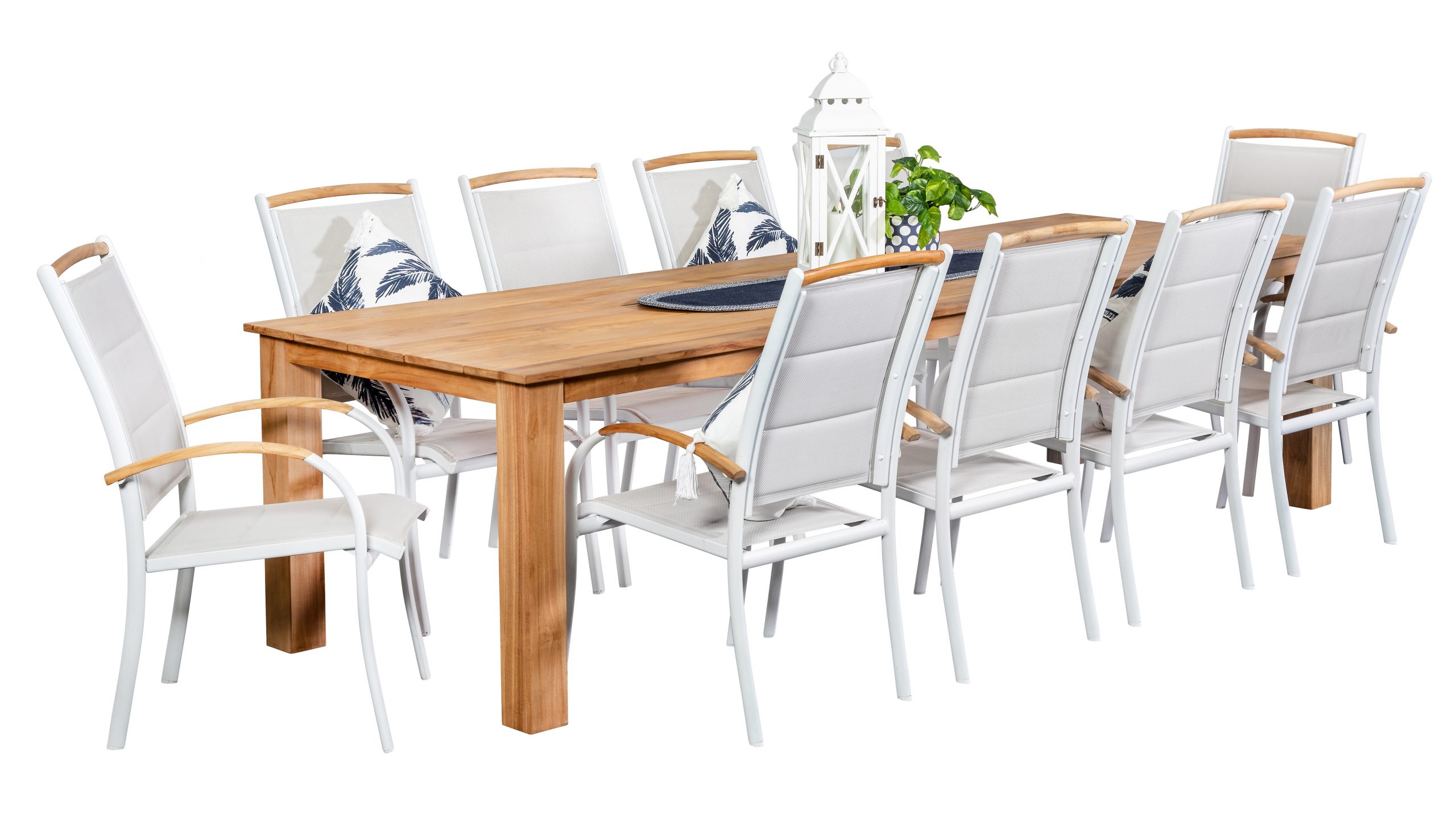 10 Timor White Chairs & S2DIO Arya Recycled Teak 3m Table | Segals ...