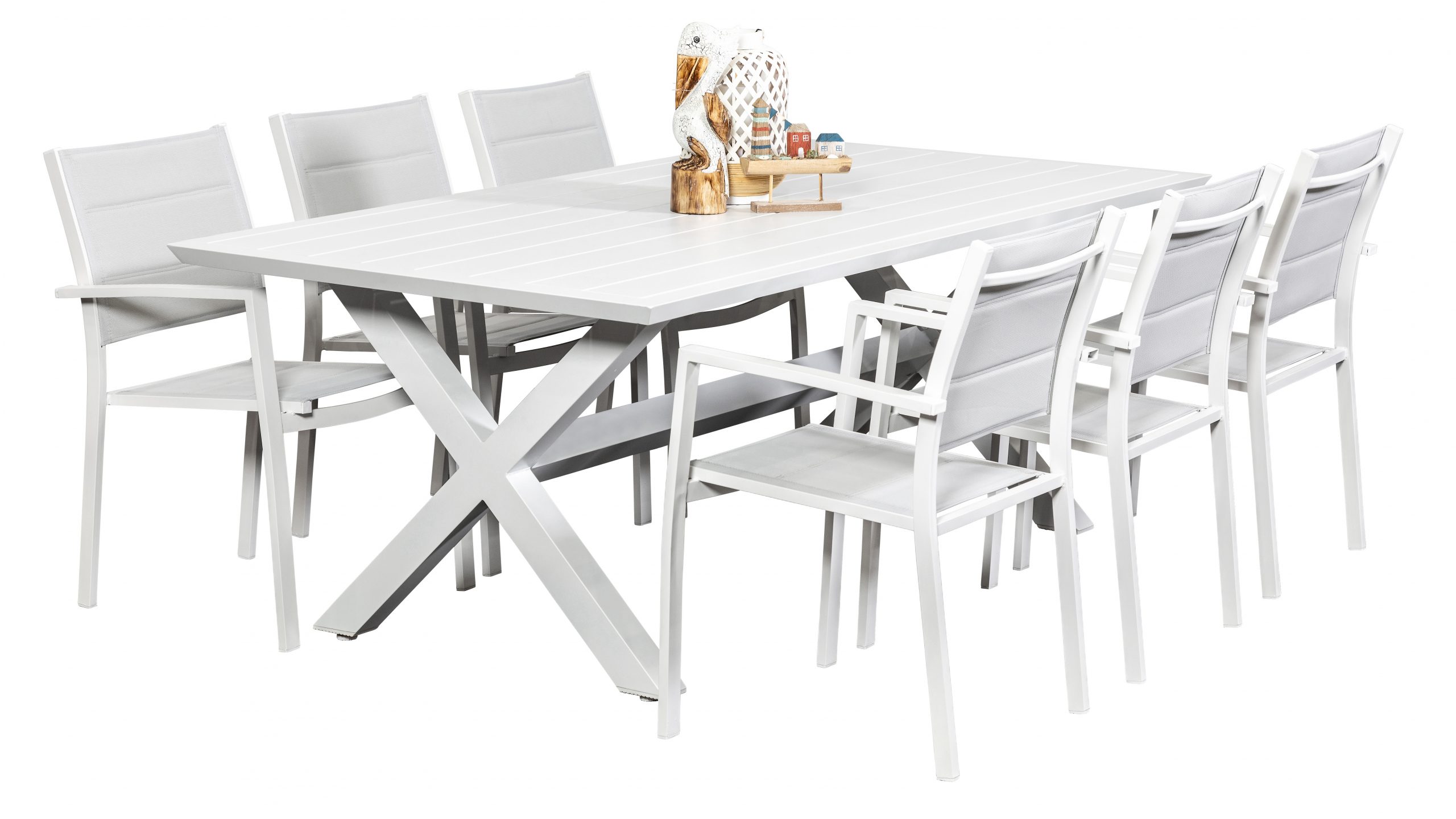 6 Whitby* White Chairs & Samui 2m Table | Segals Outdoor Furniture 6 Whitby* White Chairs & Samui 2m Table | Segals Outdoor Furniture