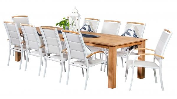 10 Timor White Chairs & S2DIO Arya Recycled Teak 3m Table | Segals ...