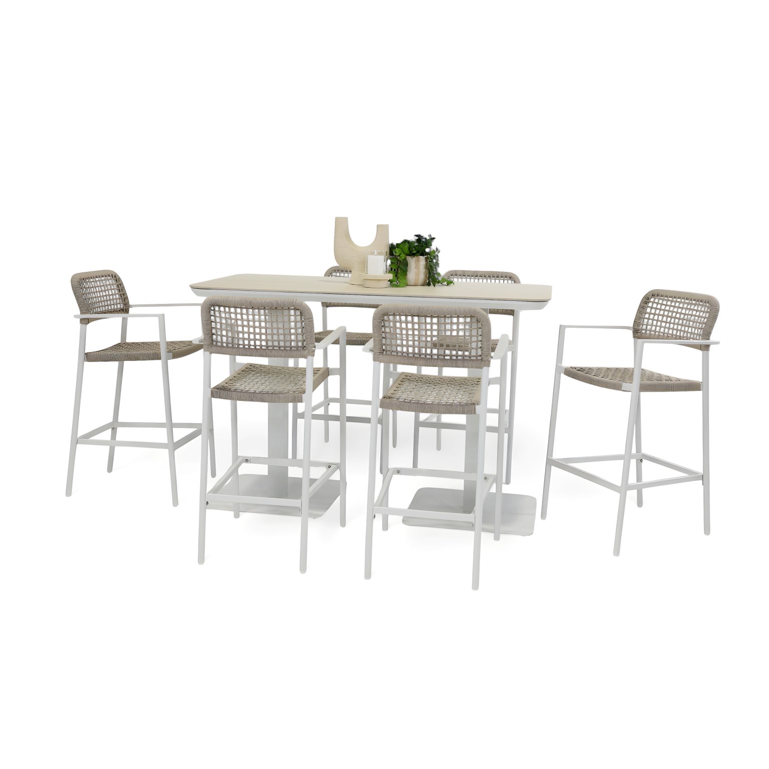 6 Salt Stools & Argos 1.6m Bar Table White | Segals Outdoor Furniture